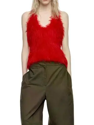 Bimba Y Lola Sleeveless Scoop-neck Top - Red