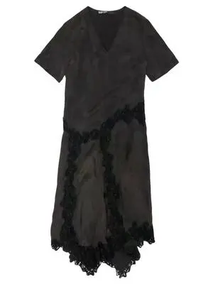 Bimba Y Lola Lace Trim V-neck Dress - Black