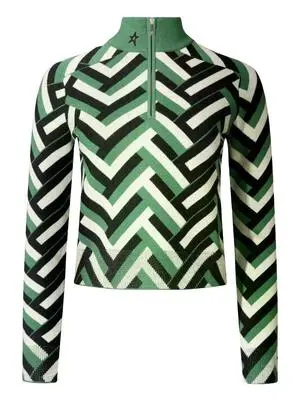 Perfect Moment Chevron-pattern Jumper - Green