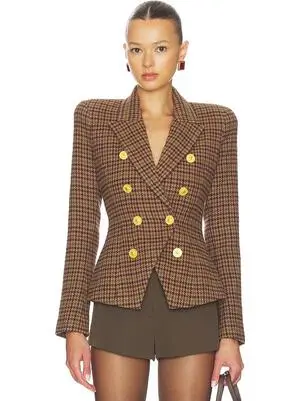 L'Agence Bethany Structured Blazer - Dark Brown Multi Houndstooth