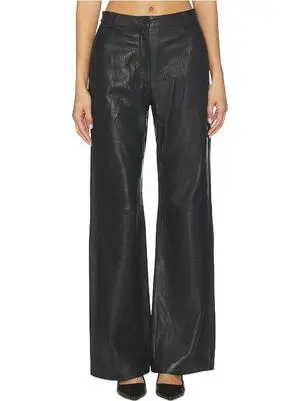 AEXAE Leather Pebble Straight Leg Pant - Pebble Black