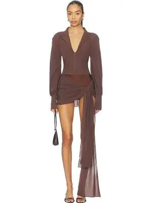 KIM SHUI X Jeannie Mini Dress - Coffee Brown