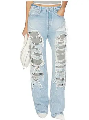 Alexander Wang Distressed Straight Jean - Light Bleach