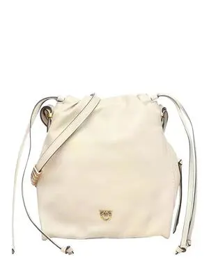 Pinko Drawstring Logo Shoulder Bag - Neutrals