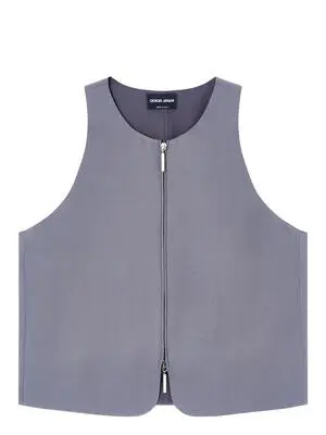 Giorgio Armani Washed Silk Crêpe Waistcoat - Grey