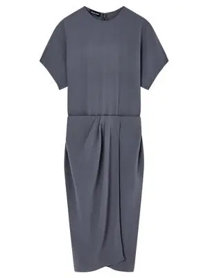 Giorgio Armani Midi Dress In Washed Silk Crêpe - Grey