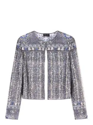 Giorgio Armani Embroidered Tulle Shirt Jacket - Patterned