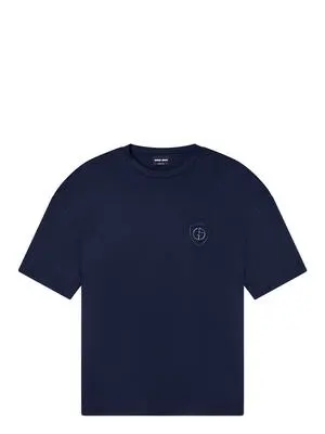 Giorgio Armani Asv Organic Cotton Interlock Crew-neck T-shirt - Navy Blue