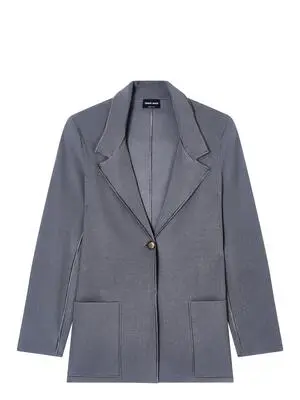 Giorgio Armani Viscose-blend Knit Single-breasted Jacket - Grey
