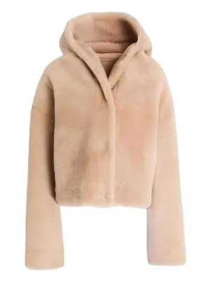 YVES SALOMON Shearling Hooded Jacket - Neutral