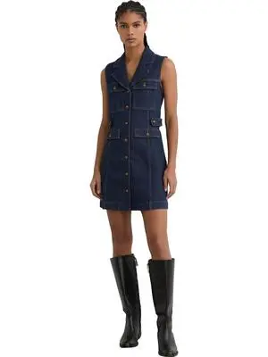 Paige Sleeveless Denim Mini Dress - Dark Blue