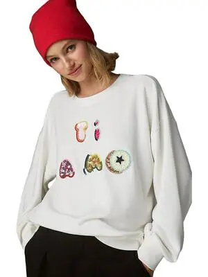 Maeve Ti Amo Graphic Sweatshirt - White