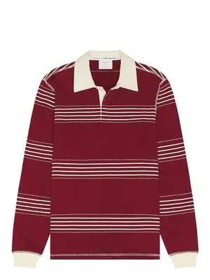 PERCIVAL Editor Striped Rugby Polo - Burgundy