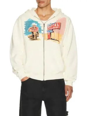 ONE OF THESE DAYS Mornings First Remark Zip Up Hoodie - Bone