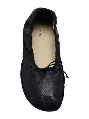 THE ROW Python Ballerina Flat - Black