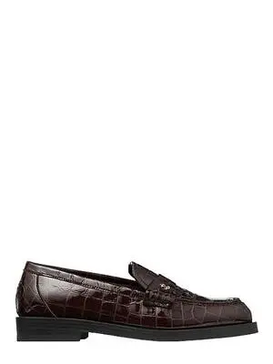JIMMY CHOO Ivy Croc-embossed Leather Loafers - Sambuco