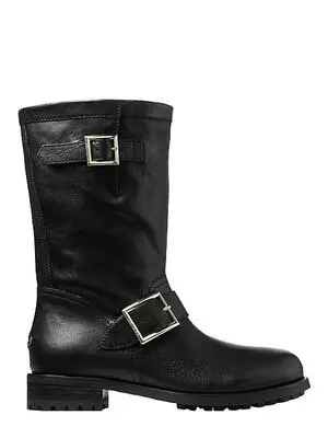 JIMMY CHOO Biker Mid Leather Boots - Black