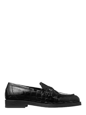 JIMMY CHOO Ivy Croc-embossed Leather Loafers - Black