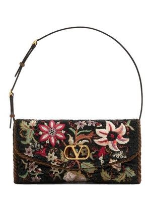 Valentino Garavani Embroidered Small Shoulder Bag Black/multicolour