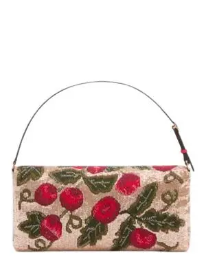 Valentino Garavani Embroidered Small Shoulder Bag Ivory/multicolor