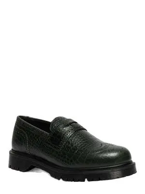Dr. Martens Penton Brogue Embossed Leather Loafers - Green