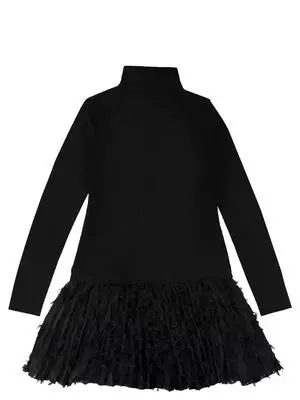 BOSS Roll-neck Ruffled Dress - Black