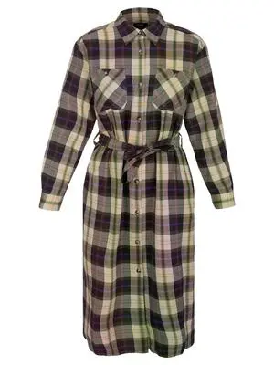 A.p.c. Plaid-check Belted Midi Dress - Neutrals