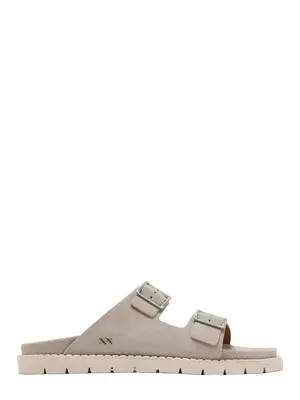 FORSA Curtis Buckle Leather Slides - Neutrals