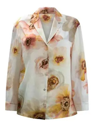 SLEEP NO MORE Floral-print Silk Shirt - Neutrals