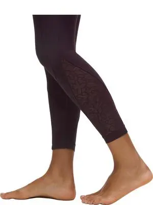 Lululemon Paisley Lace Overlay Tight 25 Black Plum