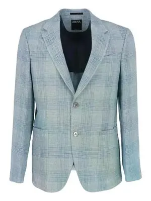 Zegna Check-pattern Blazer - Blue