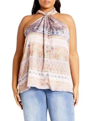 City Chic Nile Sleeveless Top - Print