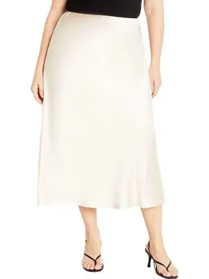 City Chic Miranda Midi Skirt - Cream