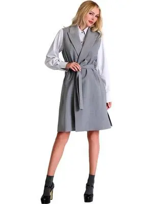 Shan Belted Sleeveless Jacket - Grey