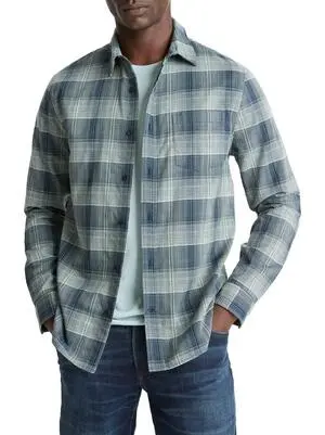 Vince Big Sky Gradient Check Cotton Button-up Shirt - Rapids Combo