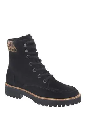 Paul Green Duke Leather Lace-up Boot - Black Sahara Leopard Combo