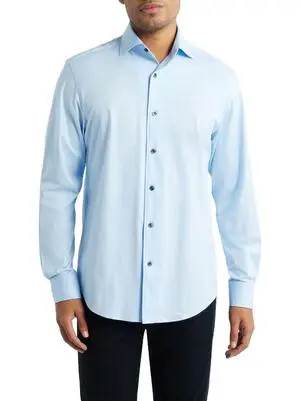 Bugatchi James Ooohcotton® Solid Button-up Shirt Sky