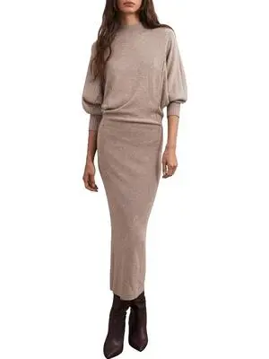 REISS Long Sleeve Maxi Sweater Dress - Neutral