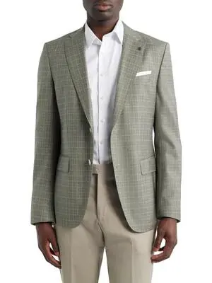 BOSS Hutson Plaid Wool Sport Coat - Medium Green