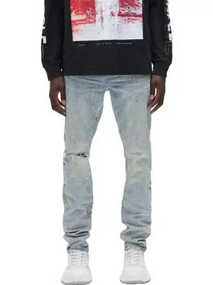 PURPLE BRAND P001 Worn Reflective Skinny Jeans - Light Indigo