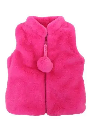 WIDGEON Faux Fur Zip Front Vest - Hot Pink Puff