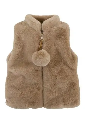 WIDGEON Faux Fur Zip Front Vest - Mocha Puff
