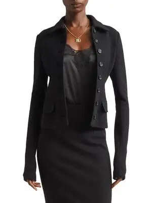 Dolce & Gabbana Boiled Wool Fitted Jacket - Nero