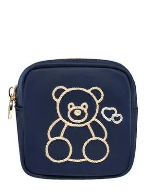 Stoney Clover Lane Mini Embroidered Bear Pouch - Sapphire