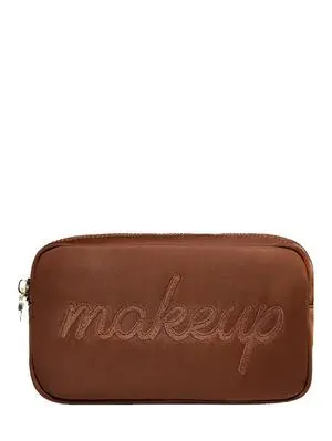Stoney Clover Lane Embroidered Nylon Small Makeup Pouch - Espresso