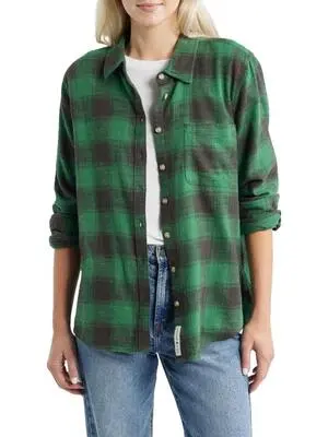 Lucky Brand Clyde Plaid Cotton Flannel Button-up Shirt - Green Buffalo Check