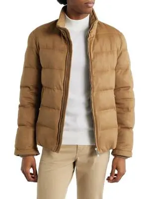 AURELIEN Water Resistant Quilted Wool Puffer Jacket - Caramel