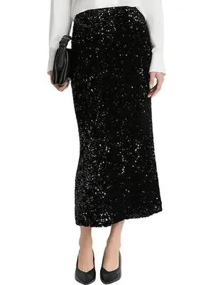 Vince Sequin Velvet Maxi Skirt - Black