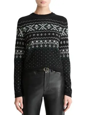 Vince Boiled Fair Isle Cashmere Sweater - Black/off