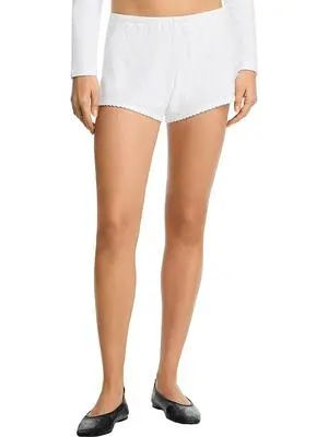 LESET Pointelle Boxer Shorts - White